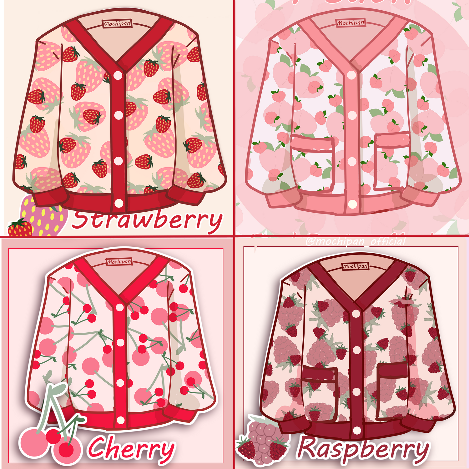 Introducing Mochipan's Custom Fruit-Themed Cardigans with Pockets!