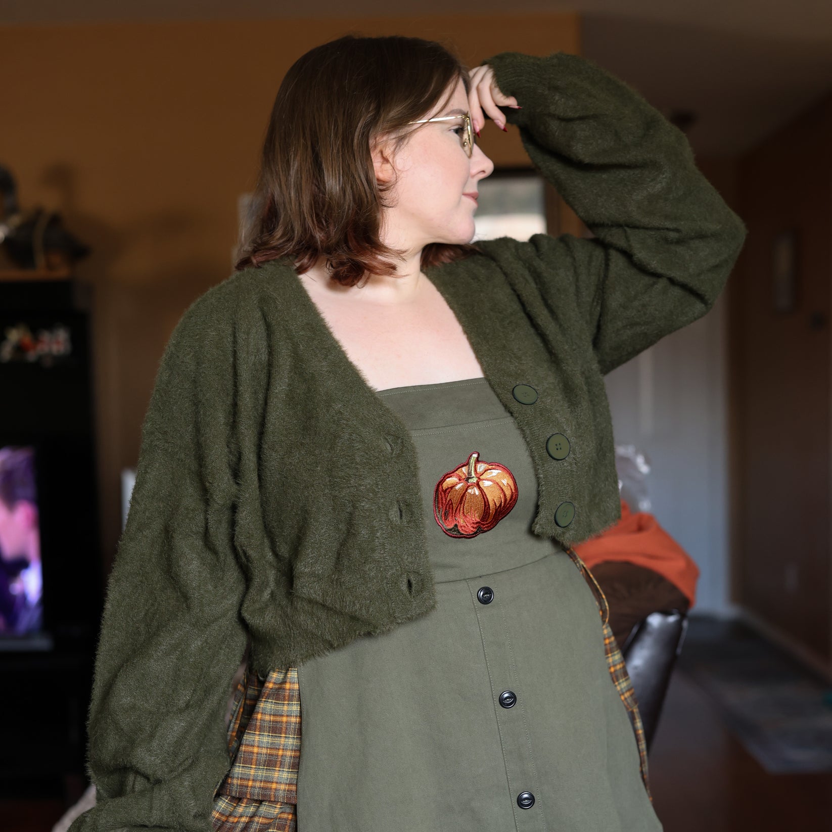 Fuzzy Moss Cropped Cardigan – Mochipan