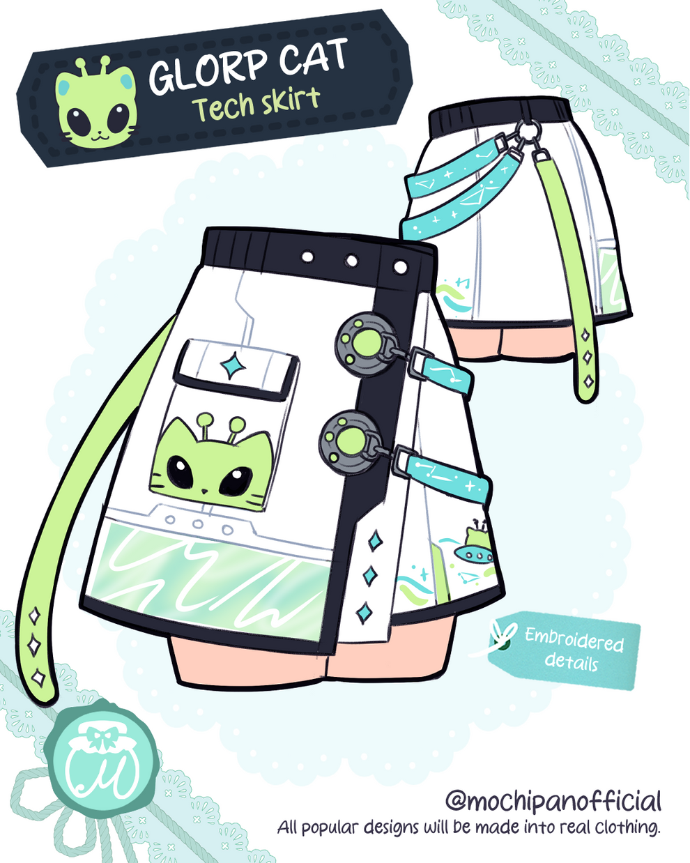 (Pre-Sample Pre-Order) Glorp Cat Tech Skirt (Estimated Shipping Winter ...