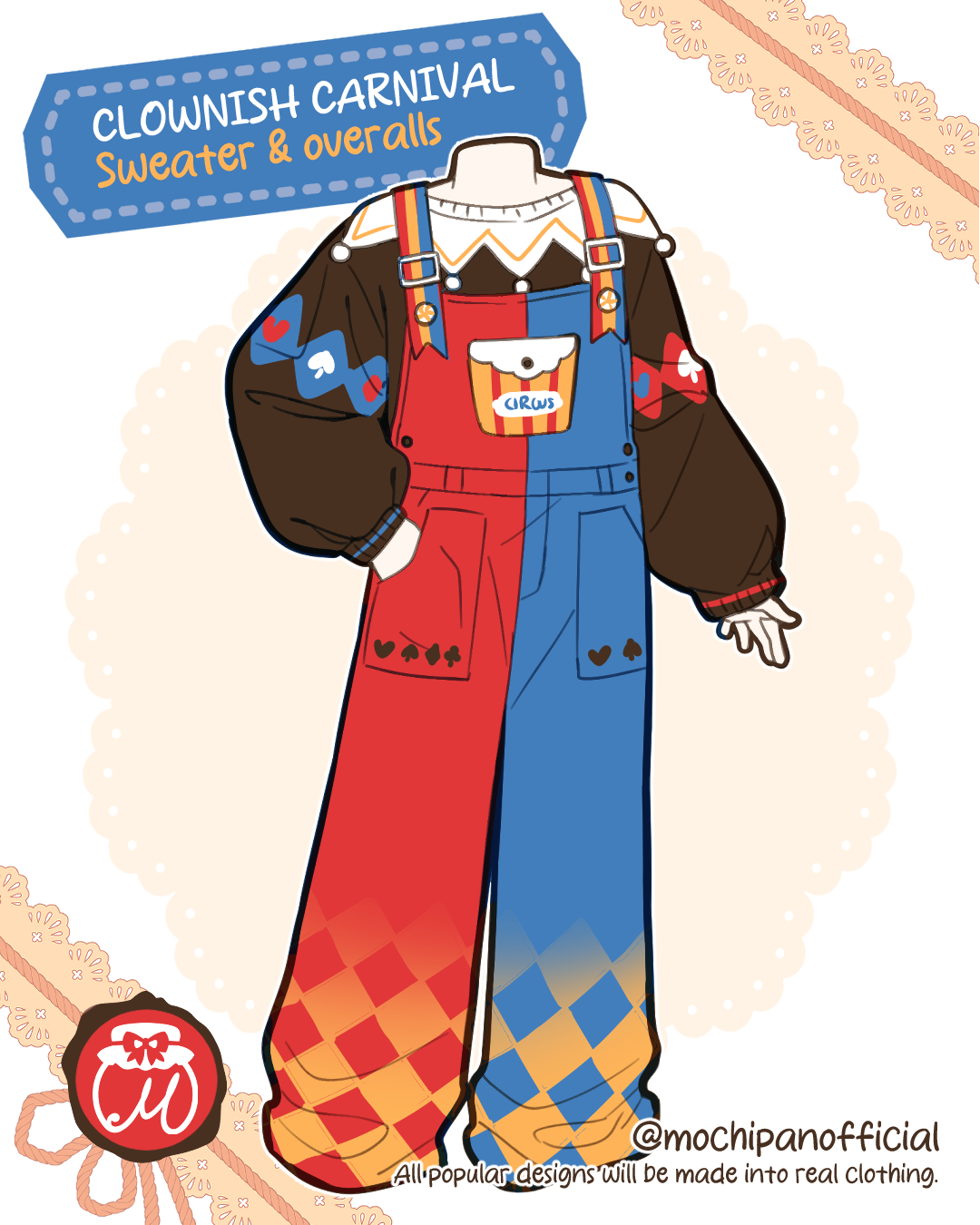 (Interest Check) Clownish Carnival Sweater & Overalls – Mochipan