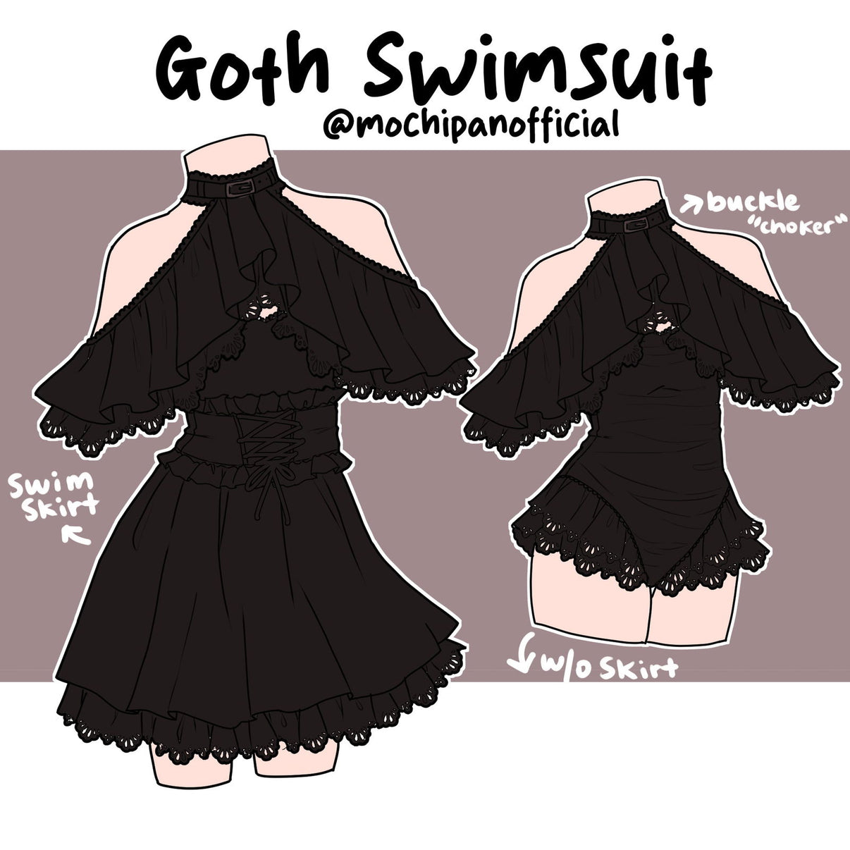 Goth Swimsuit - Edgy & Stylish - Mochipan