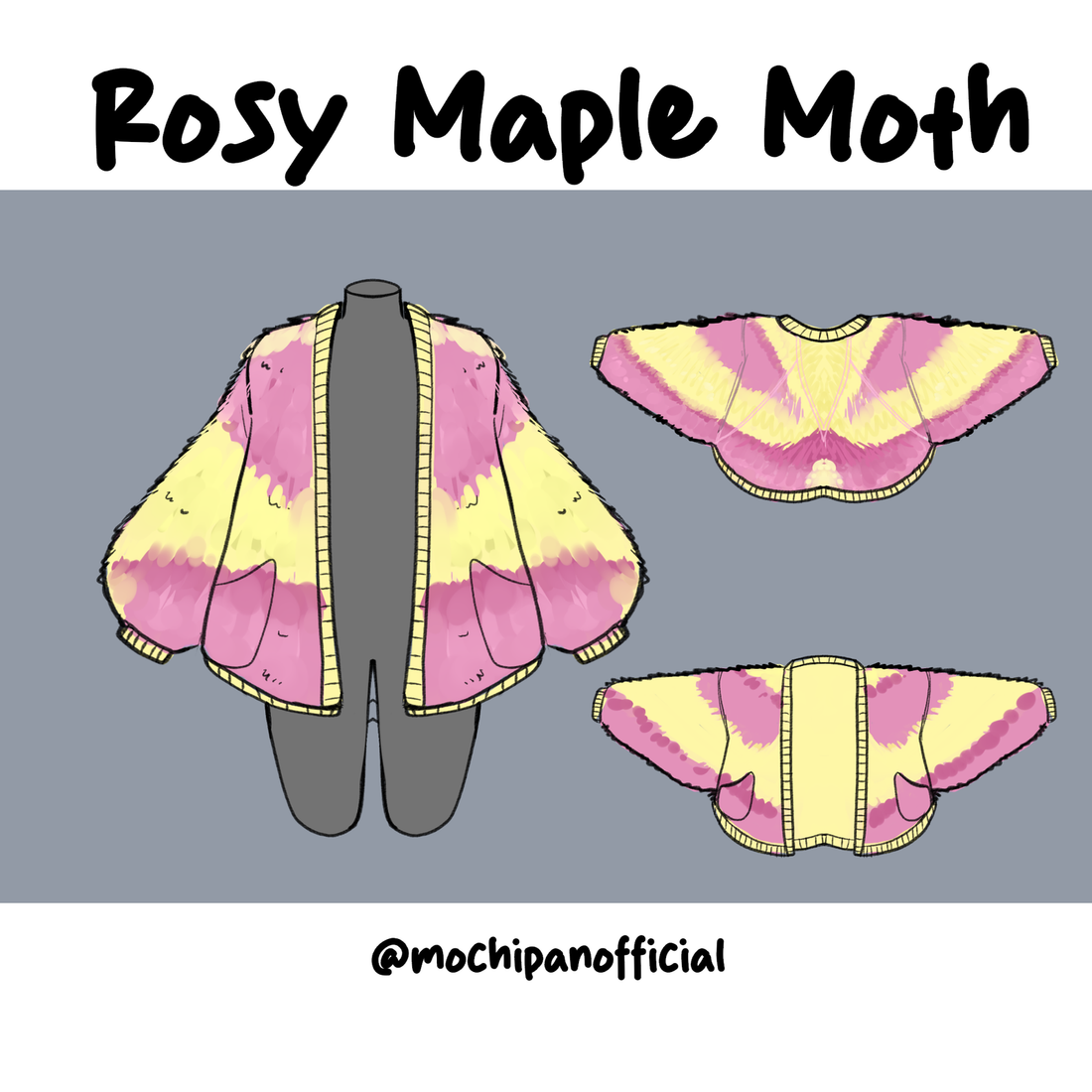 Rosy Maple Moth Cardigan - Vibrant Cozy - Mochipan