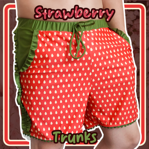 Strawberry Swim Trunks - Bright & Cheerful - Mochipan